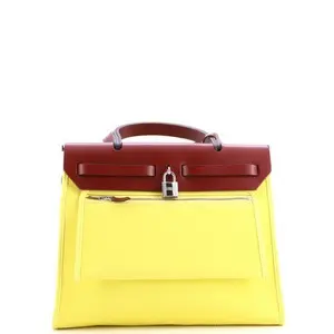 Hermès Herbag Zip Leather And Toile 31 - Lime