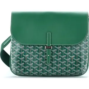 GOYARD Coursier Messenger Bag Coated Canvas And Leather - Green