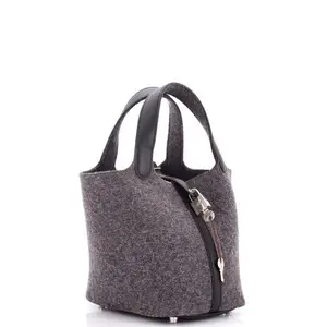 Hermès Picotin Lock Bag Felt With Leather Pm - Grey