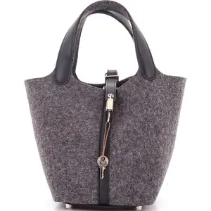 HERMES Picotin Lock Bag Felt With Leather Pm - Gris Moyen