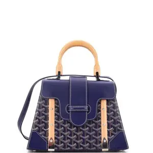 Goyard Saigon Top Handle Bag Coated Canvas With Leather Pm - Blue