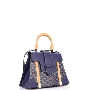 Goyard Saigon Top Handle Bag Coated Canvas With Leather Pm - Blue