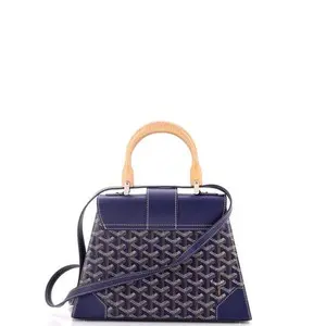 Goyard Saigon Top Handle Bag Coated Canvas With Leather Pm - Blue
