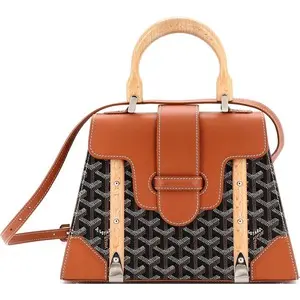 GOYARD Saigon Top Handle Bag Coated Canvas With Leather Pm