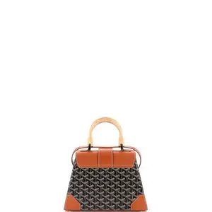 GOYARD Saigon Top Handle Bag Coated Canvas With Leather Pm