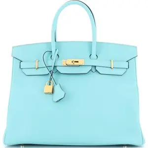 HERMES Birkin Handbag Blue Epsom With Gold Hardware 35 - Bleu Atoll