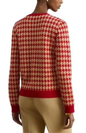 Ralph Lauren Houndstooth Cotton-blend Cardigan