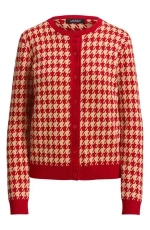 Ralph Lauren Houndstooth Cotton-blend Cardigan