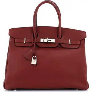 HERMES Birkin Handbag Red Togo With Palladium Hardware 35 - Rouge H