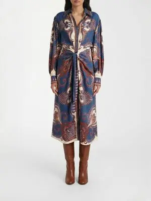 Farm Rio Printed Viscose Shirt Dress - Blue