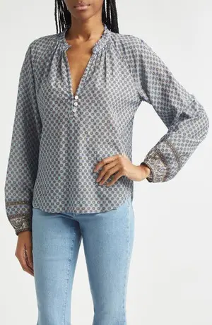 Veronica Beard Linds Split Neck Top