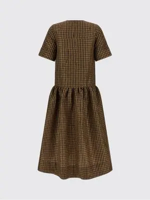 GANNI Checked Midi Dress - Brown