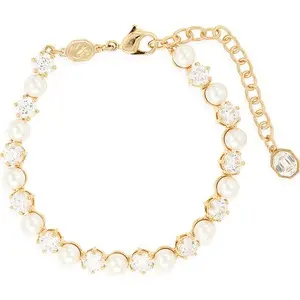 SWAROVSKI Matrix Crystal & Faux Pearl Tennis Bracelet - White/gold