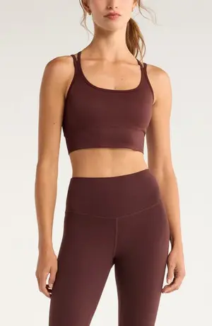 Zella Seamless Strappy Sports Bra - Brown Ristretto