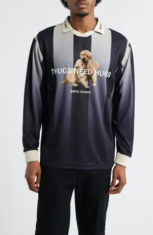 SANTO STUDIO Thugs Need Hugs Graphic Club Jersey - Black