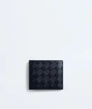 BOTTEGA  VENETA Intrecciato Bi-fold Wallet - Midnight/basalt