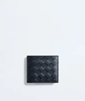 BOTTEGA  VENETA Intrecciato Bi-fold Wallet With Coin Purse - Midnight/basalt