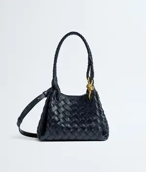 Bottega Veneta Small Intrecciato Leather Shoulder Bag - Midnight