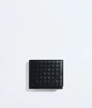 Bottega Veneta Intrecciato Piccolo Bi-fold Wallet With Coin Purse - Black/midnight