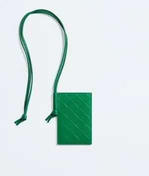 Bottega Veneta Intrecciato Stamp Badge Holder - Grass Green