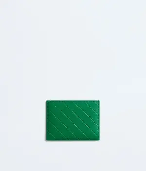 Bottega Veneta Intrecciato Stamp Credit Card Case - Grass Green