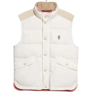 Moncler Scaïs Mixed Media Down Puffer Vest - Bright White