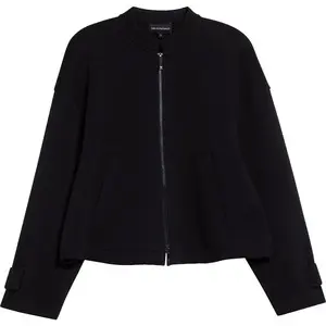 Giorgio Armani Jersey Bomber Jacket - Solid Black