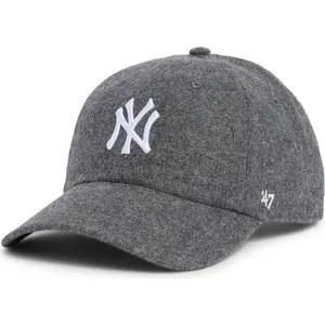 SPORTY & RICH Yankees Serif Wool Baseball Cap - Dark Grey
