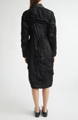 MERUERT TOLEGEN Smocked Tailored Satin Cocoon Coat