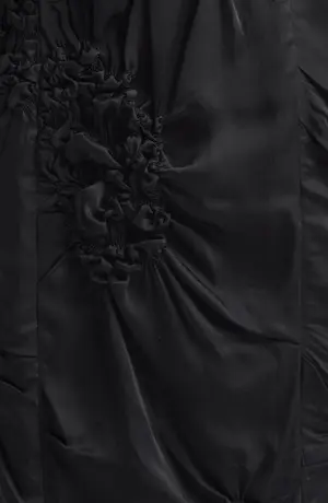 MERUERT TOLEGEN Smocked Tailored Satin Cocoon Coat