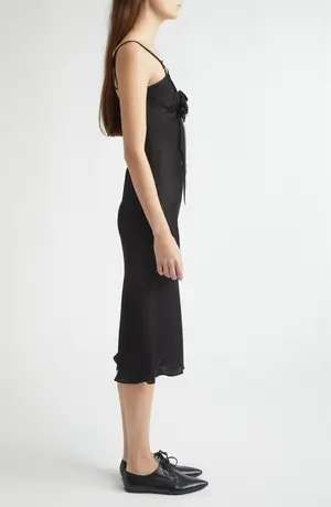 MERUERT TOLEGEN Satin Slipdress With Chiffon Appliqu