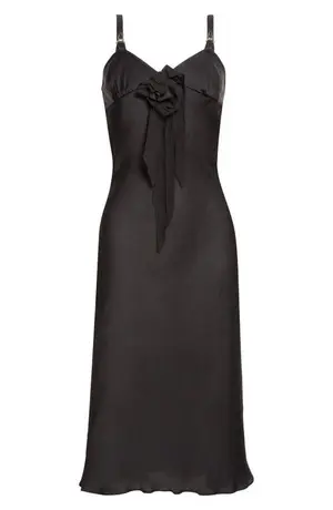 MERUERT TOLEGEN Satin Slipdress With Chiffon Appliqu