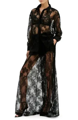 Bardot Hildie Sheer Lace Wide Leg Pants