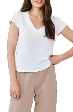 Bella Dahl Mixed Media V-neck T-shirt - White