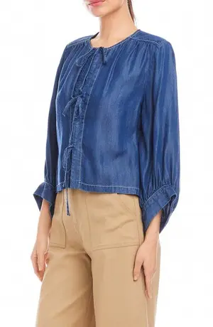 Fifteen Twenty Cassie Lantern Sleeve Top
