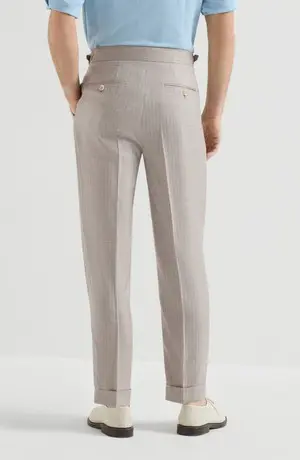 Brunello Cucinelli Chevron Pleated Trousers - Light Grey