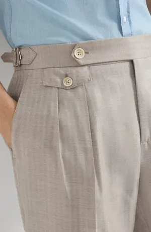 Brunello Cucinelli Chevron Pleated Trousers - Light Grey