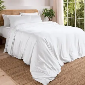 BARE HOME Cooling Rayon Duvet Cover Set - White
