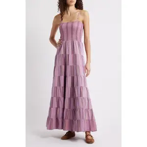 FRNCH Lilaea Tiered Cotton Maxi Dress - Lilas Lilac