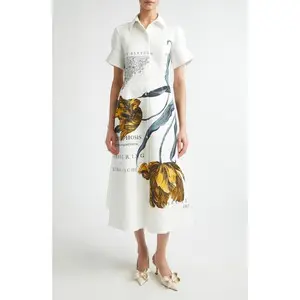 Erdem Etched Tulip Faille Shirtdress - Etched Tulip Bronze