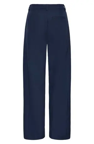 ICHI Iherina Pleated High Waist Pants - Dark Navy