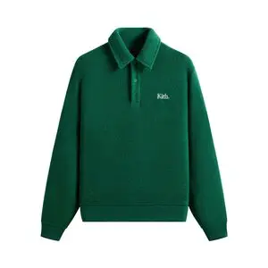 Kith Towel Boucle Long Sleeve Drew Polo 'newt - Green