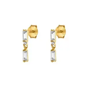OUTOFOFFICE Double Pave Baguette Drop Earrings In 18k Vermeil - Gold