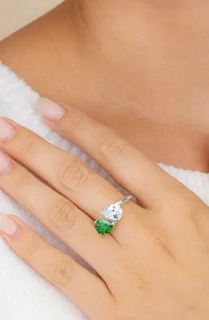 Sterling Forever Toi Et Moi Cubic Zirconia Ring - Silver
