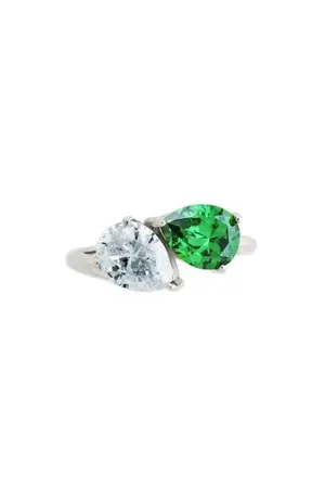Sterling Forever Toi Et Moi Cubic Zirconia Ring - Silver