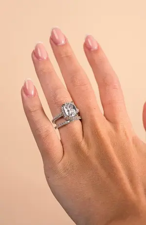 Sterling Forever Radiant Cut Cubic Zirconia Ring