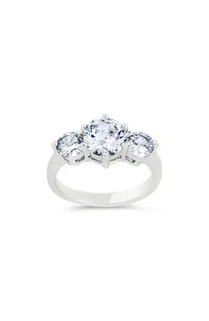 Sterling Forever Nia 3-stone Cubic Zirconia Ring - Silver