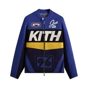 Kith Knit Moto Full Zip Jacket 'current - Blue