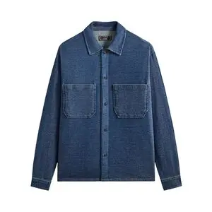 Kith Railroad Stripe Indigo Boxy Collar Overshirt 'dark Indigo - Blue