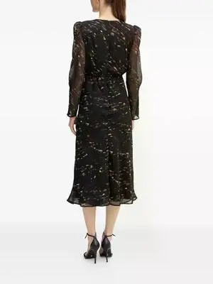 MORGAN V-neck Puff Sleeve Midi Dress